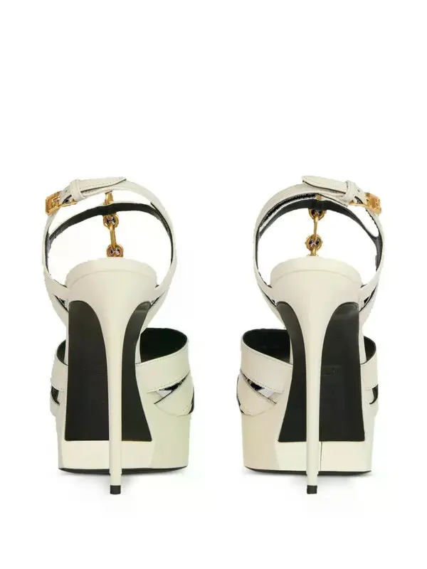 Balmain Smooth Leather Sync Platform Sandals - Neutrals