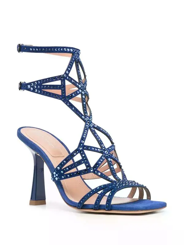Alberta Ferretti Embellished Square-toe Sandals - Blue