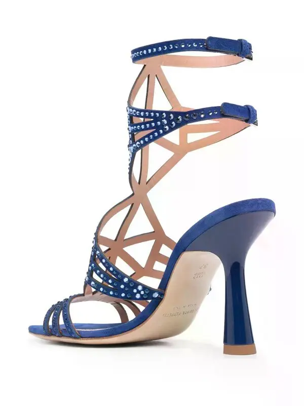 Alberta Ferretti Embellished Square-toe Sandals - Blue