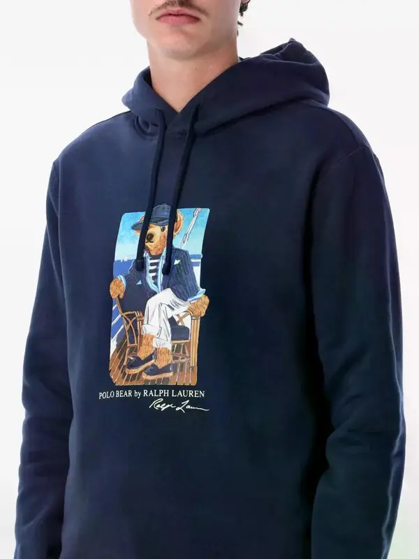 Polo Ralph Lauren Polo Bear Graphic Print Hoodie - Blue
