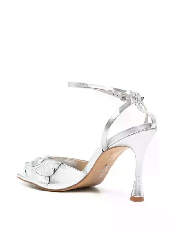 ANDREA CARRANO Ruffled Buckled Sandals - Silver