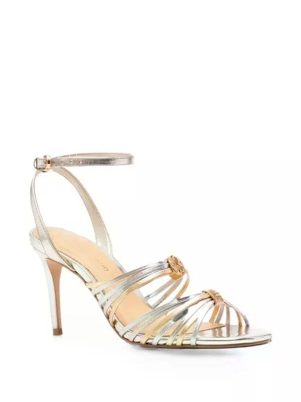 ANDREA CARRANO Metallic Multi-strap Stiletto Sandals