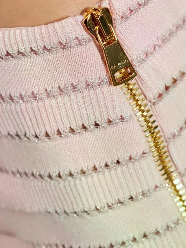 Balmain Pointelle-knit Mini Skirt - Pink
