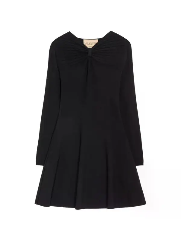 Valentino Garavani Stretch Viscose Dress With Ruched Bow Detail - Black