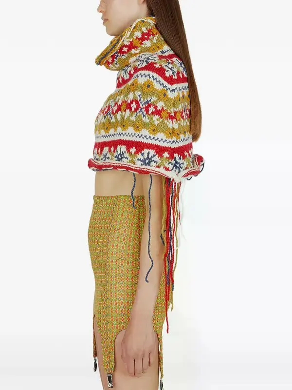 LOUISE LYNGH BJERREGAARD Intarsia High-neck Knit Top