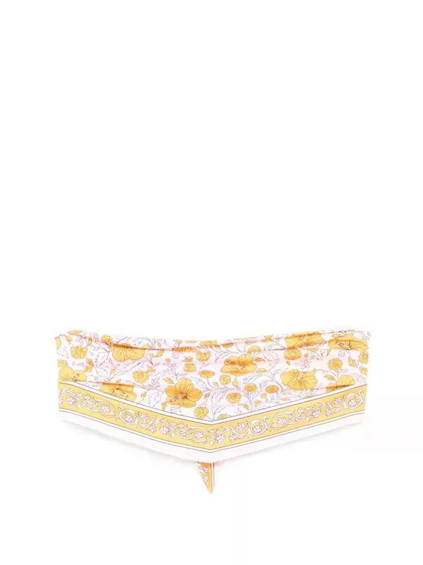 MC2 SAINT BARTH Floral Print Bandeau Bikini Top - Neutrals