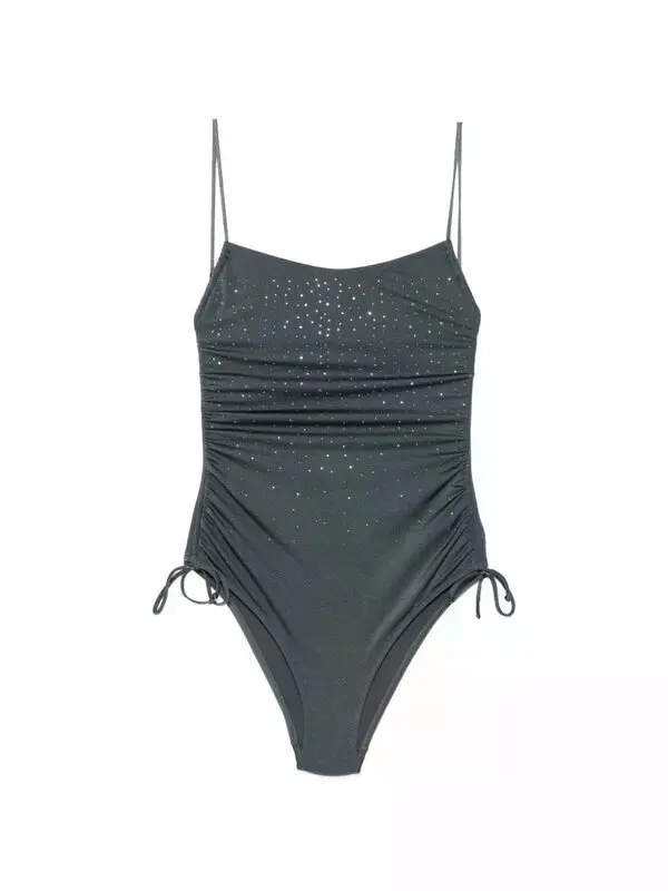 MC2 SAINT BARTH Eliya Ruched Swimsuit With Strass Embellishment - Grey