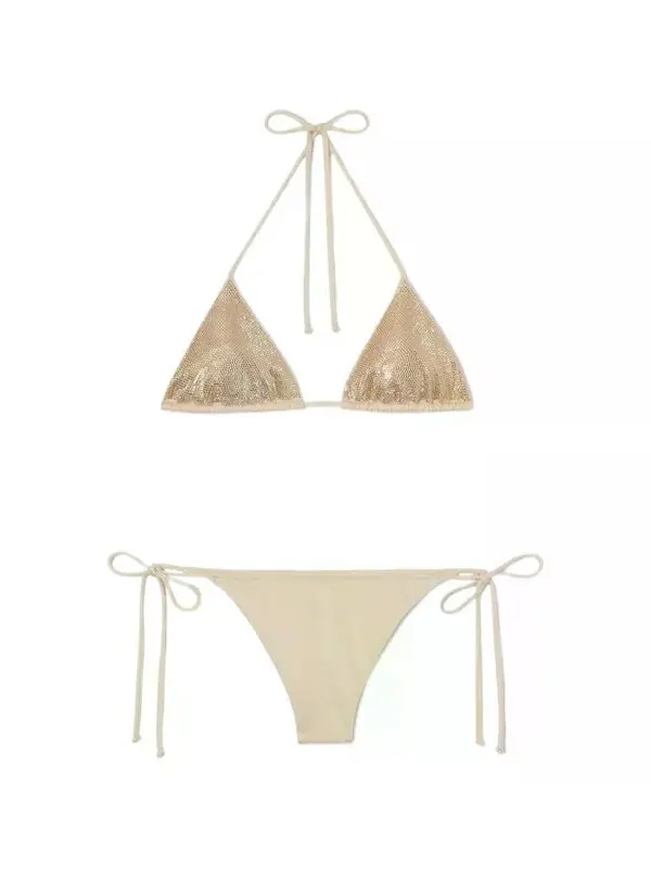 MC2 SAINT BARTH Maleah Embellished Triangle Bikini - Neutrals