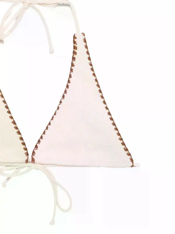 MC2 SAINT BARTH Crochet Trim Bikini Top - Neutrals