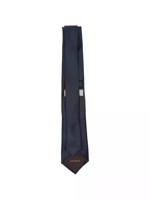 Canali Geometric Pattern Textured Neck Tie - Blue