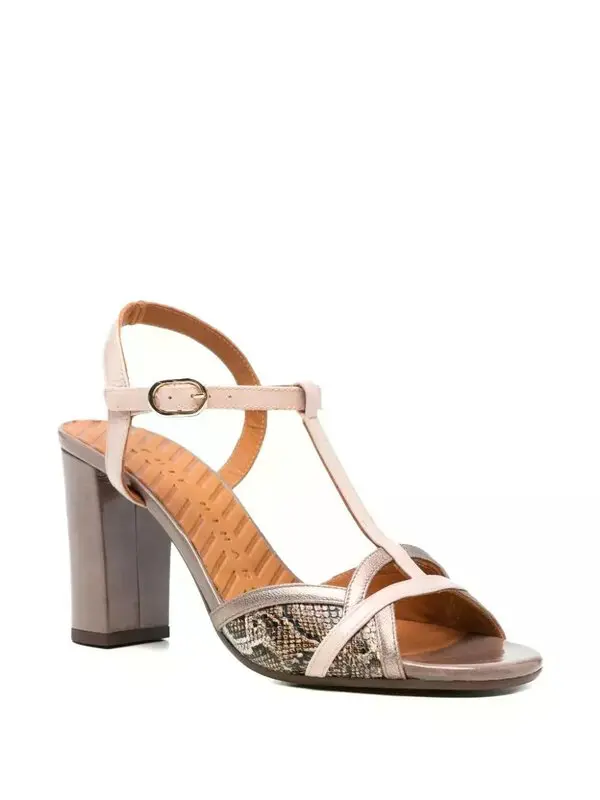 Chie Mihara T-bar Snakeskin-effect Heeled Sandals