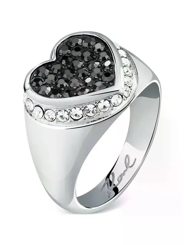 Karl Lagerfeld Tone Crystal-embellished Heart Ring - Silver