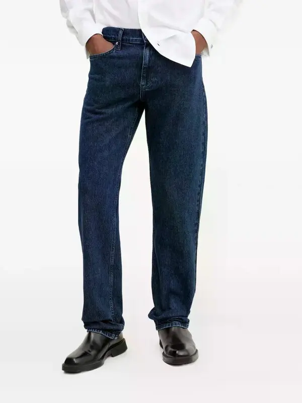Karl Lagerfeld Straight Leg Logo Patch Jeans - Blue