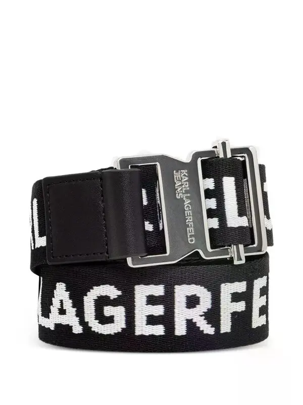 Karl Lagerfeld Logo-intarsia Buckle Belt - Black