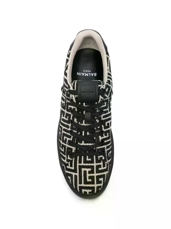 Balmain Monogram Logo-embossed Lace-up Sneakers - Black