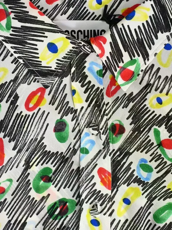 Moschino Graffiti Print Silk Shirt Dress