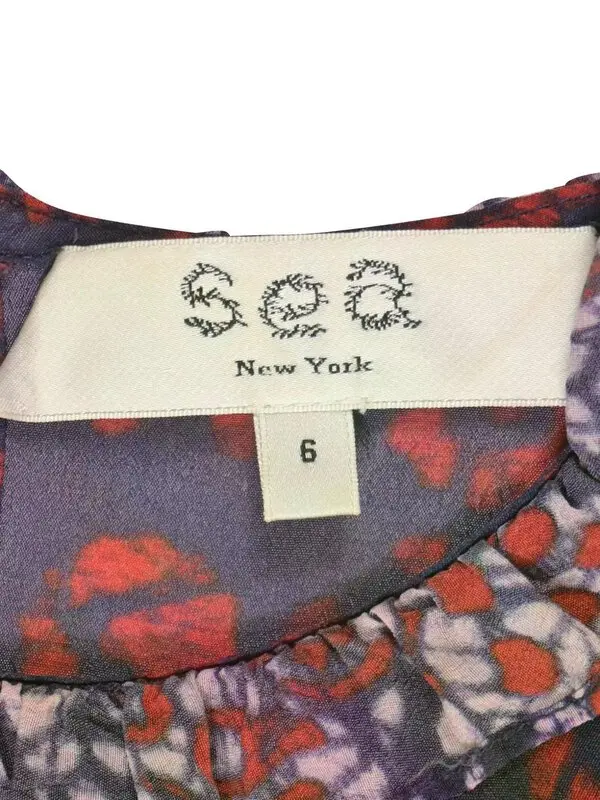Sea Eloise Ruffled Floral Print Silk Blouse