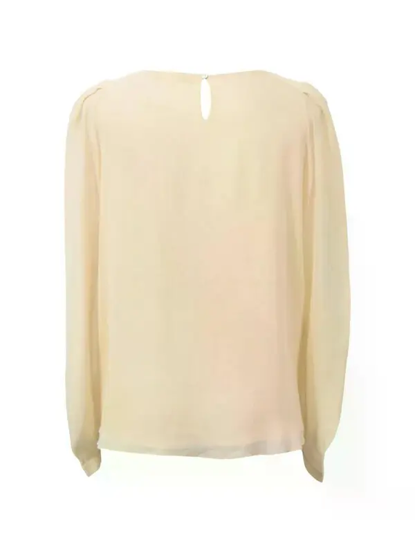 Vanessa Bruno Cream Silk Embroidered Long-sleeve Blouse