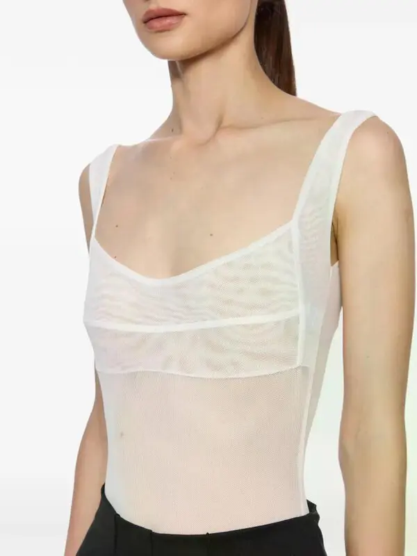 ATU BODY COUTURE Sleeveless Sheer Bodysuit - White