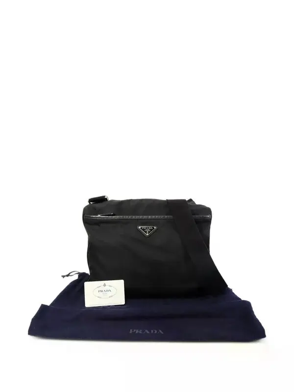 Prada Logo-plaque Shoulder Bag - Black