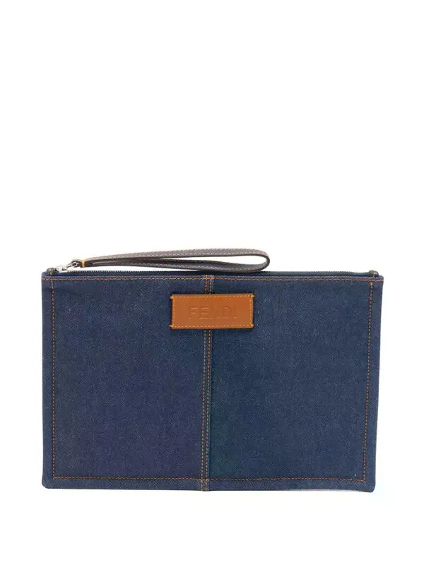 Fendi Medium Logo-patch Pouch - Blue