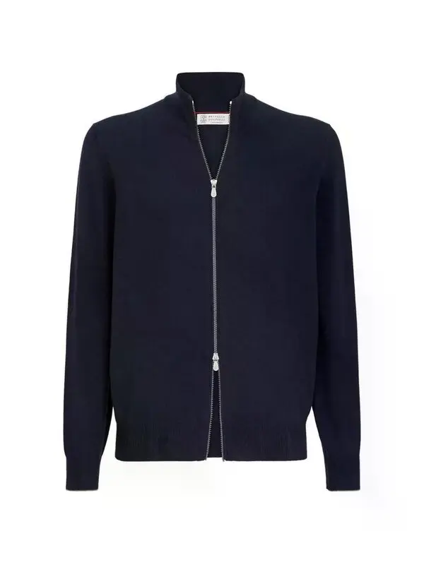 Brunello Cucinelli Zip-up Fine Knit Cardigan - Blue