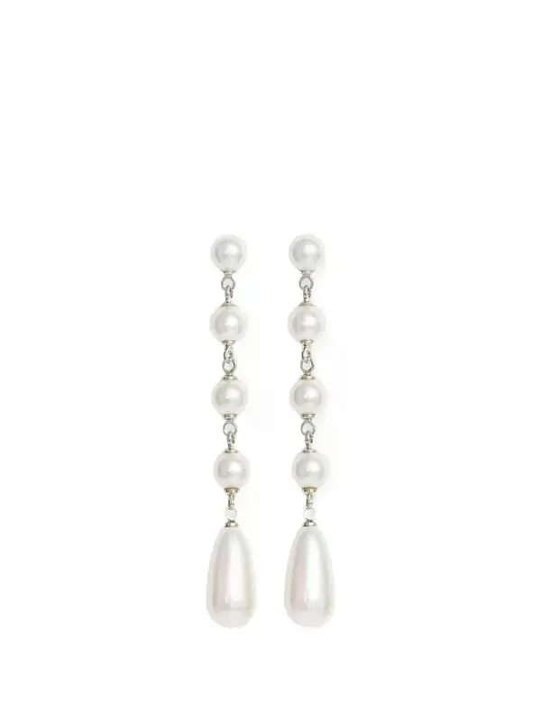 SELF-PORTRAIT Faux Pearl Drop Earrings - Silver