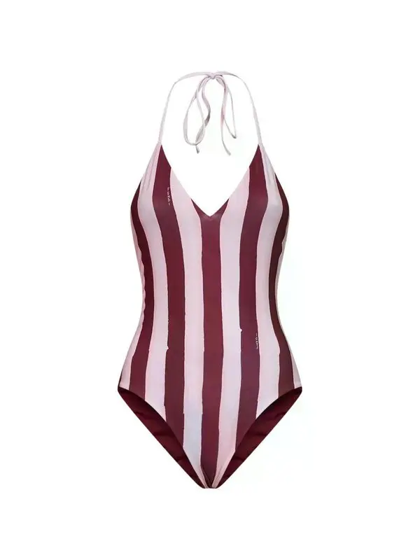 Fendi Pequin Reversible Halterneck Swimsuit - Red