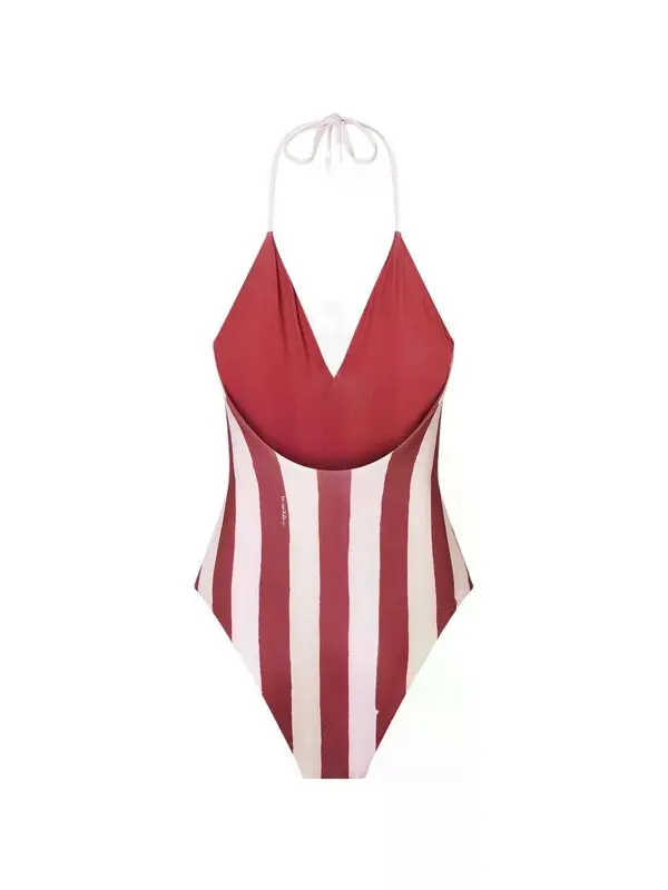 Fendi Pequin Reversible Halterneck Swimsuit - Red