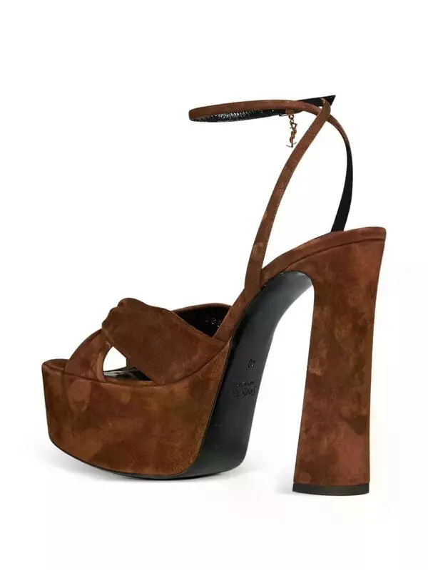Saint Laurent Cassandre Charm Cross-over Platform Sandals