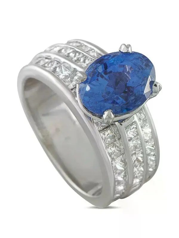 LB EXCLUSIVE Sapphire And Diamond Ring In 18k White Gold - Silver