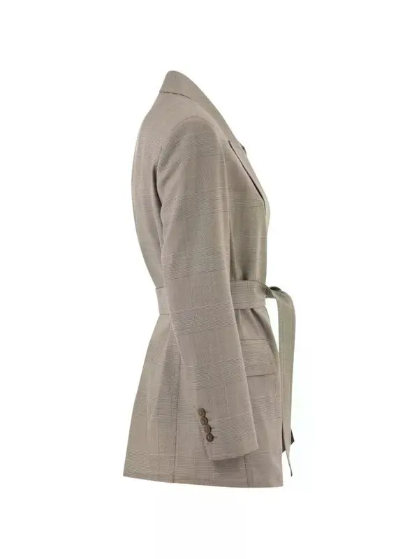Max Mara Prince Of Wales Check Belted Blazer
