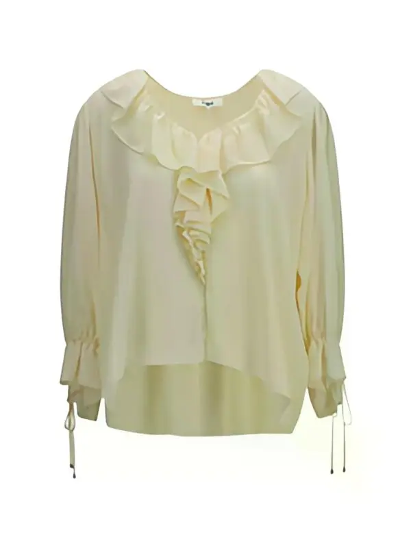 Chloé Silk Ruffled V-neck Shirt