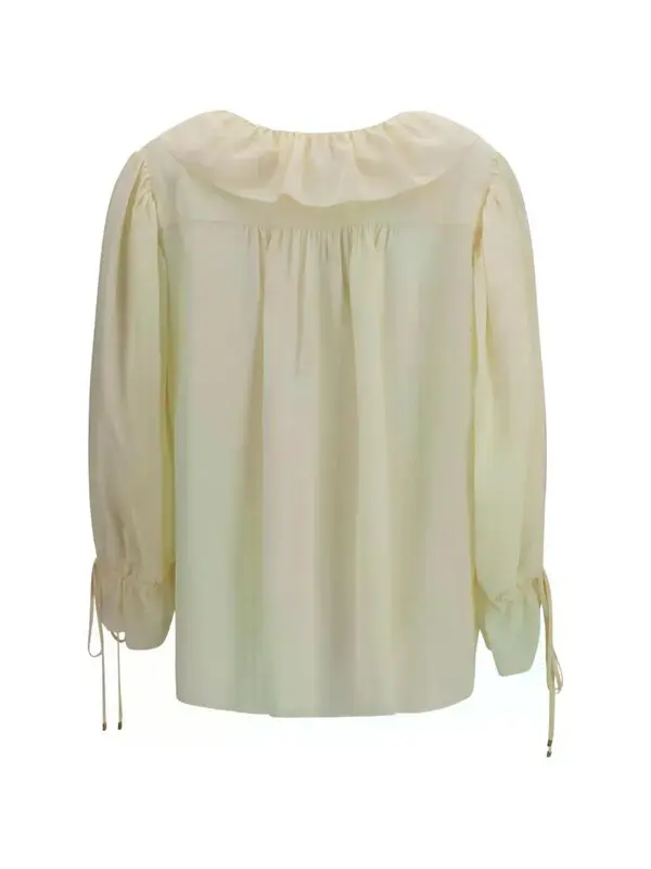 Chloé Silk Ruffled V-neck Shirt