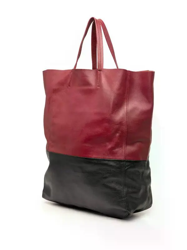 Celine 2012 Bi-color Lambskin Vertical Cabas Tote Bag - Red