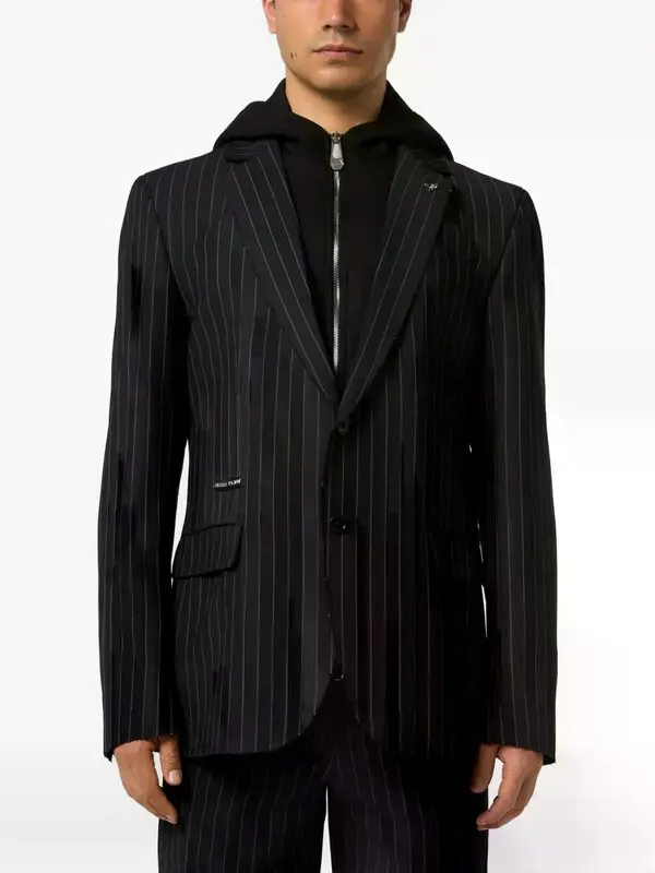 Philipp Plein Pinstripe-pattern Hooded Blazer