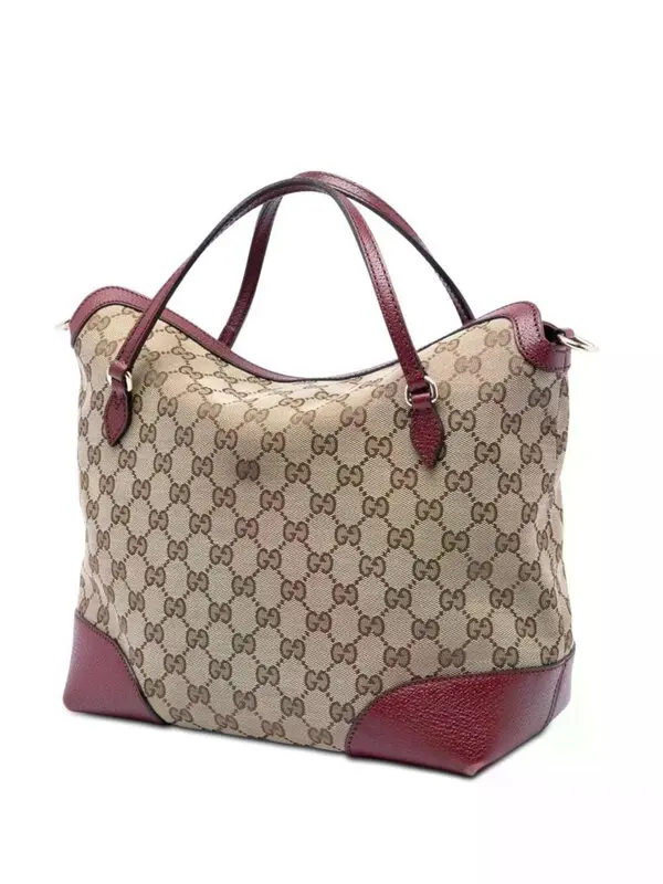 Gucci Gg Canvas Bree Fold Over Tote Satchel - Red