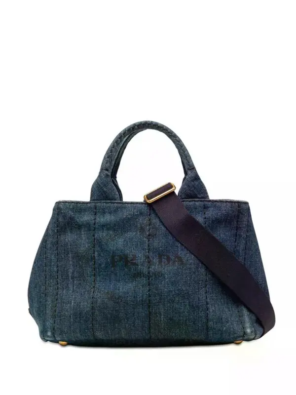 Prada Denim Canapa Logo Satchel
