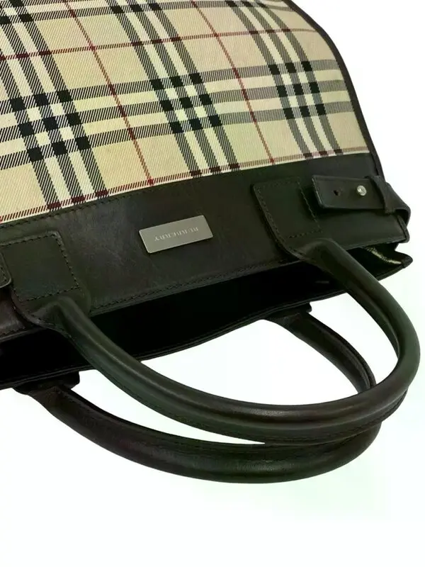 Burberry House Check Canvas Tote Satchel - Neutrals