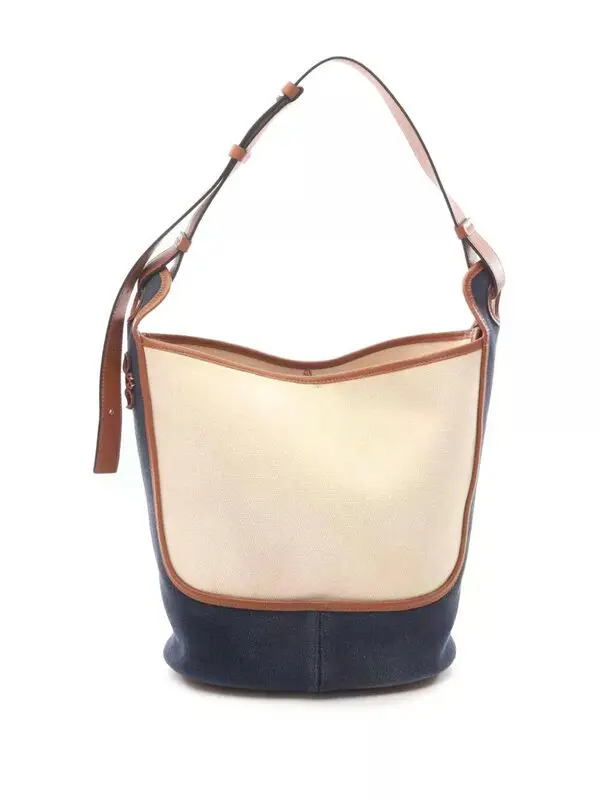 Loewe Anagram Canvas And Leather Hobo Bag - Neutrals