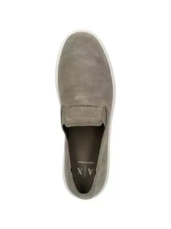 Armani Exchange Logo-embossed Suede Slip-on Sneakers