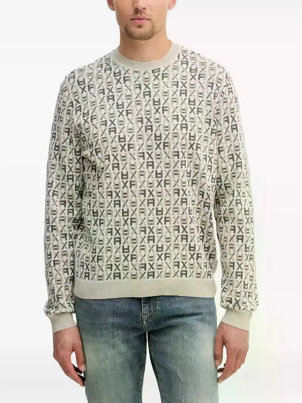 Armani Exchange Monogram Pattern Crew Neck Sweater