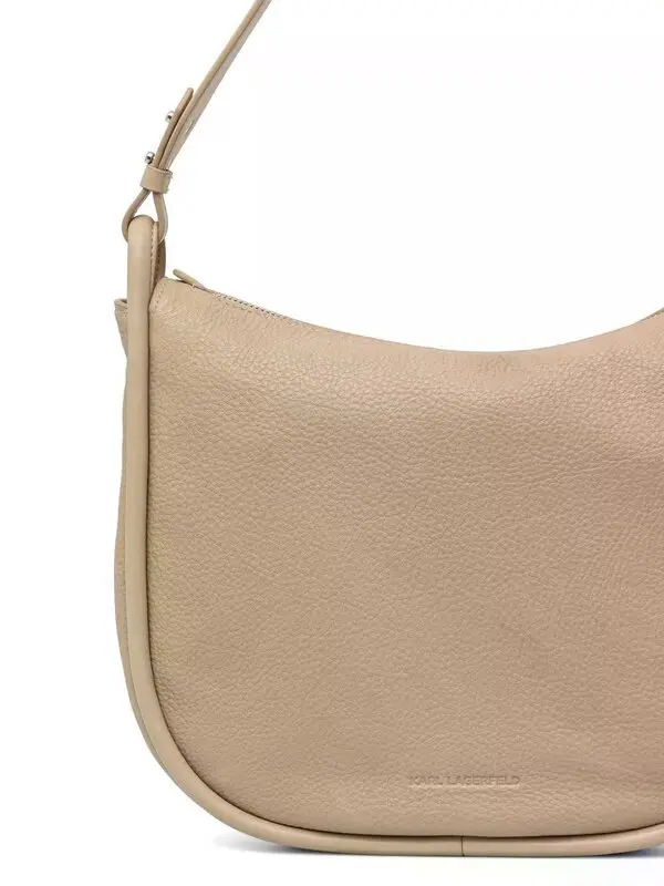 Karl Lagerfeld Monogram Patch Grained Leather Shoulder Bag