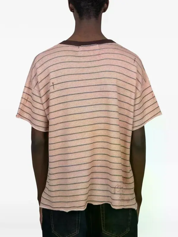PALY Distressed-effect Striped-pattern T-shirt - Brown