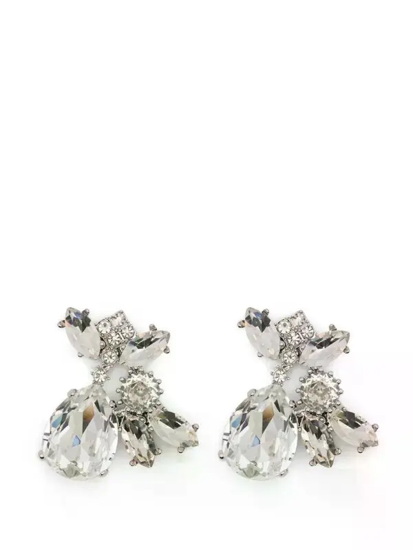 SELF-PORTRAIT Crystal Embellished Cluster Earrings - Silver