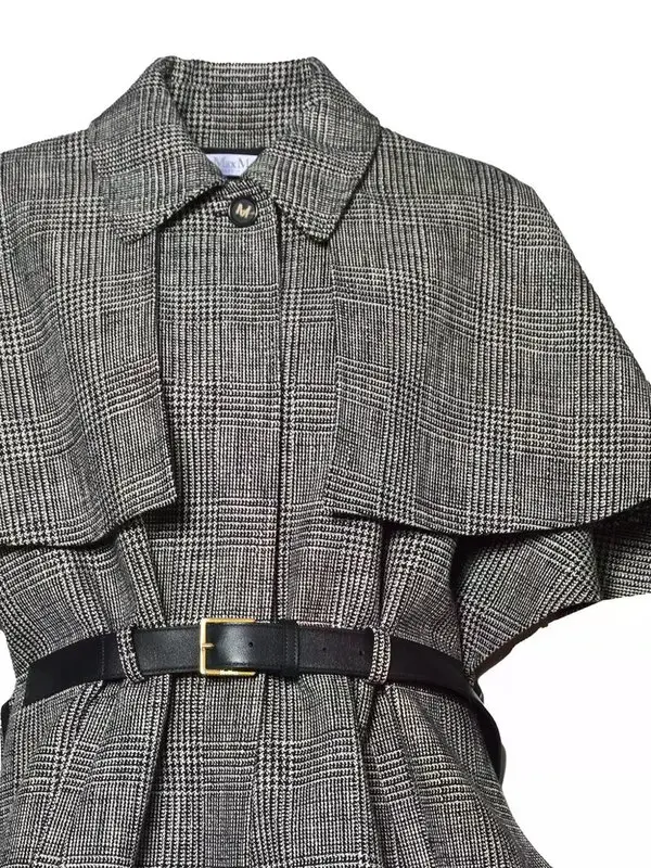 Max Mara Pavetta Prince Of Wales Check Belted Cape