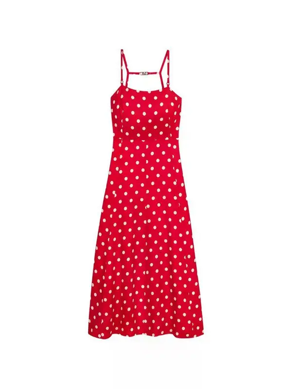 Maje Polka-dot Midi Dress - Red