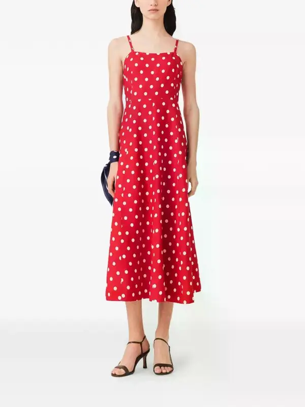 Maje Polka-dot Midi Dress - Red