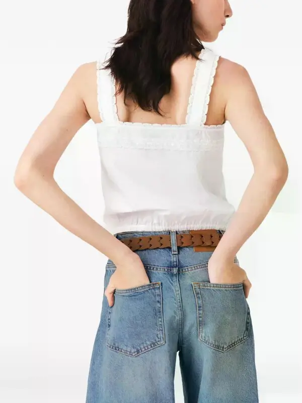 Maje Lace-trimmed Pleated Top - White