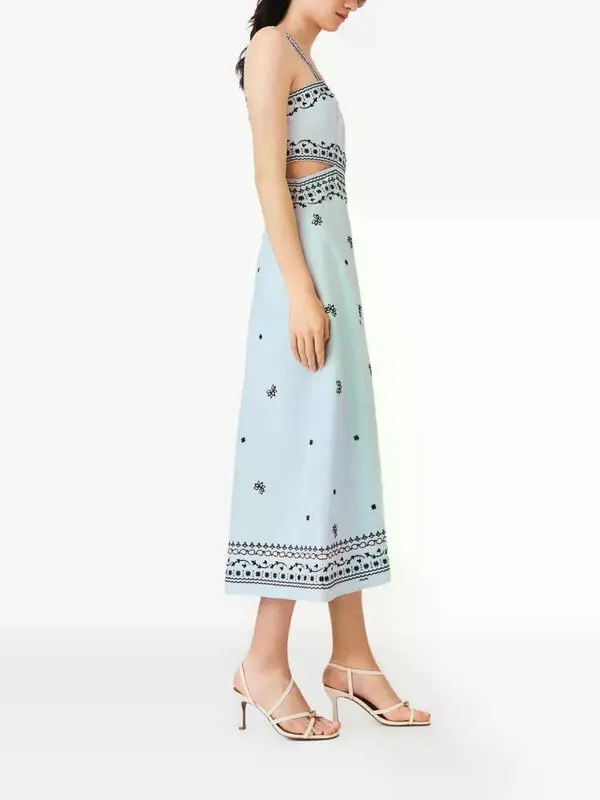 Maje Floral Embroidered Midi Dress - Blue